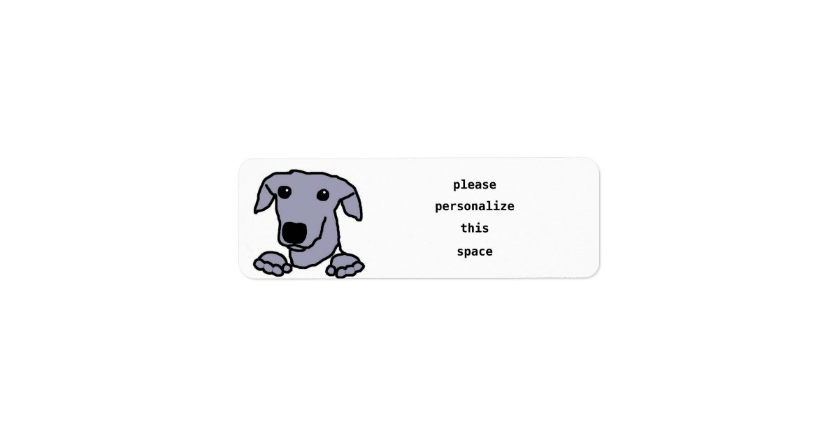 whippet peeking cartoon blue label | Zazzle
