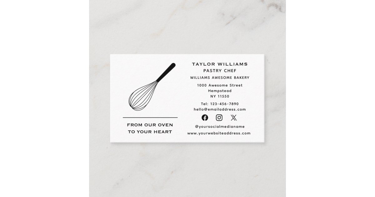Whisk Baker Bakery Bake Shop Catering Social Media Business Card | Zazzle