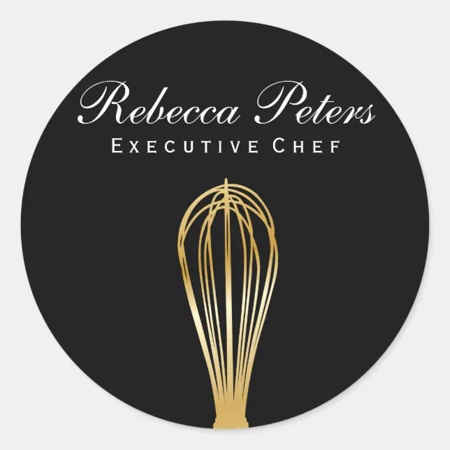 Whisk (gold) | Culinary Master Classic Round Sticker | Zazzle