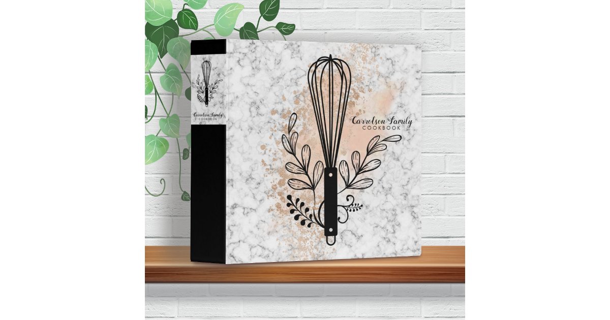 Whisk marble cooking baking cookbook recipe binder | Zazzle