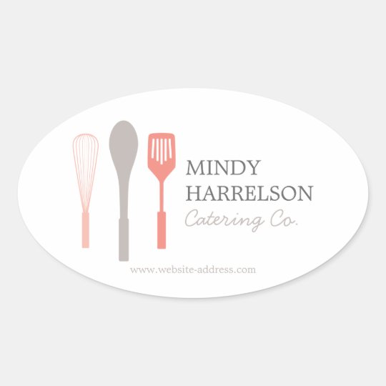 WHISK SPOON SPATULA LOGO II for Bakery, Catering Oval Sticker | Zazzle.com