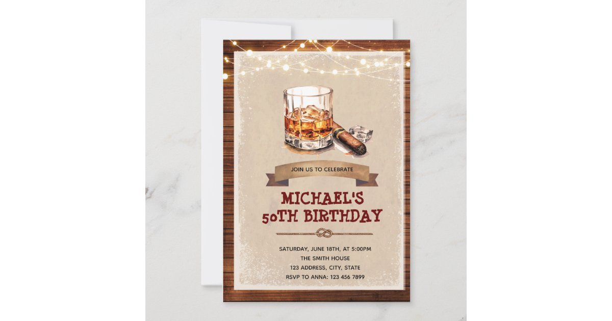 Whiskey and Cigars Party Invitation | Zazzle