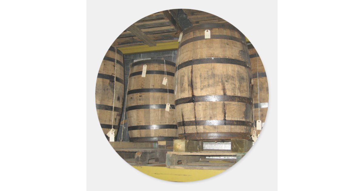 Whiskey Barrels Classic Round Sticker | Zazzle