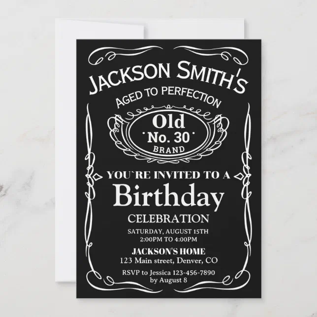Whiskey birthday invitation Adult liquor invite | Zazzle