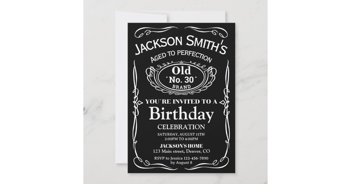 Whiskey birthday invitation Adult liquor invite | Zazzle