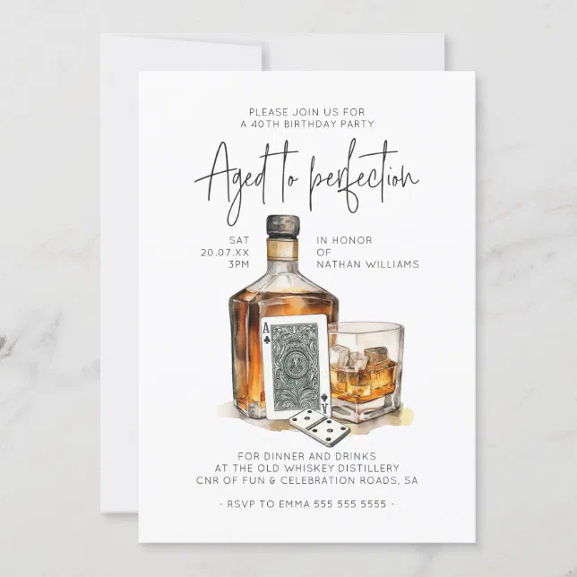 Whiskey Birthday Invitation Men's Games Night | Zazzle