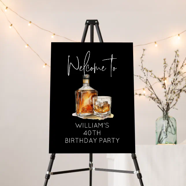 Whiskey Birthday Party Welcome Sign | Zazzle