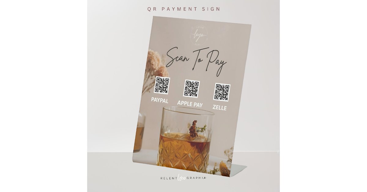 Whiskey | Boho Flowers | QR Code | Payment Sign | Zazzle