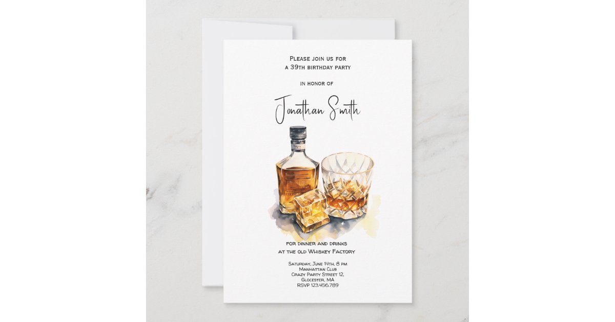 Whiskey celebration birthday party invitation | Zazzle