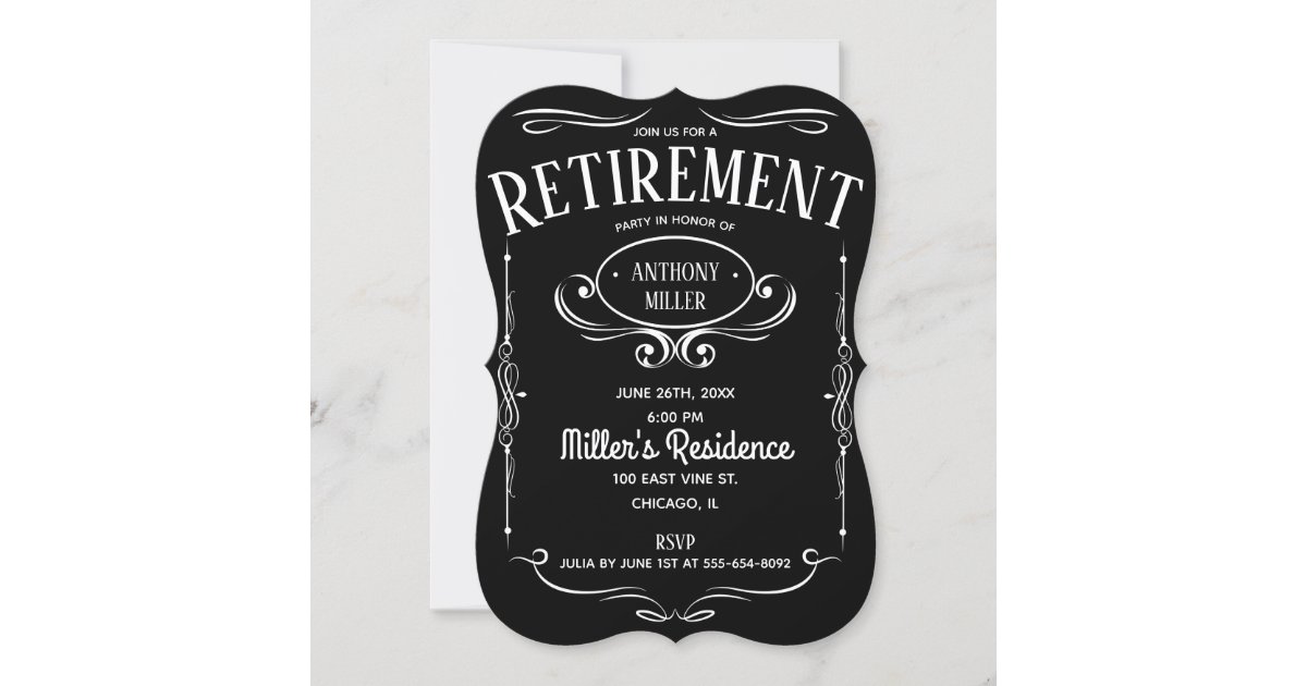 Whiskey Label Retirement Party Invitation | Zazzle