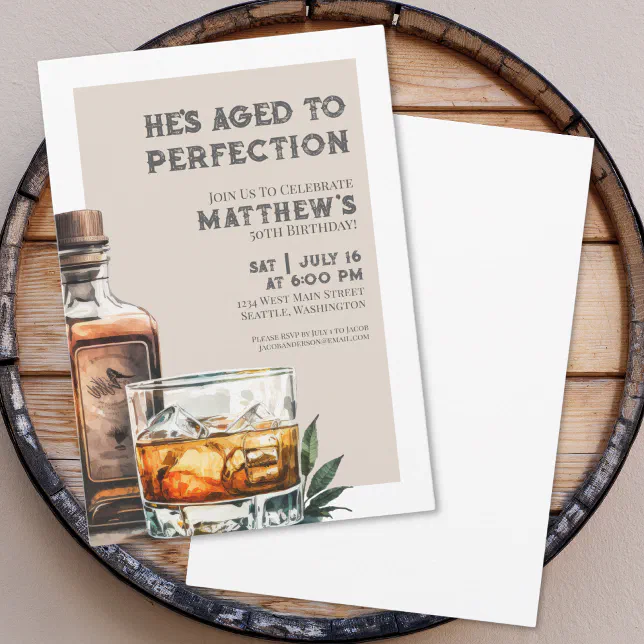 Whiskey Men's Birthday Party Invitation | Zazzle