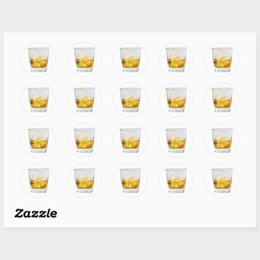 Whiskey on the rocks classic round sticker | Zazzle