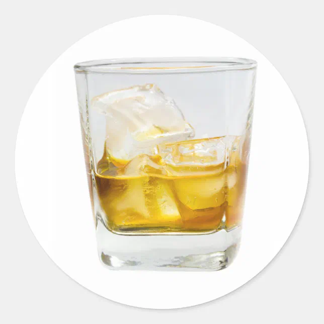 Whiskey on the rocks classic round sticker | Zazzle