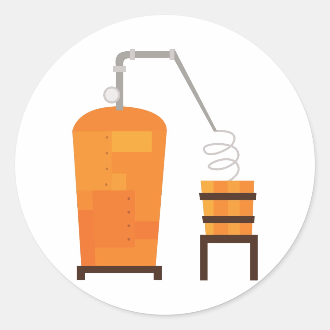 Whiskey Still Classic Round Sticker | Zazzle