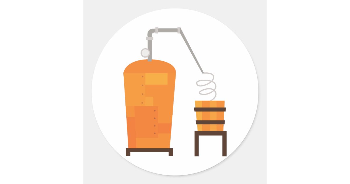 Whiskey Still Classic Round Sticker | Zazzle