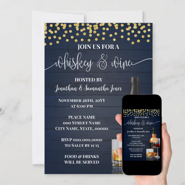Whiskey & Wine Tasting Party Drinks Night Out Invitation | Zazzle
