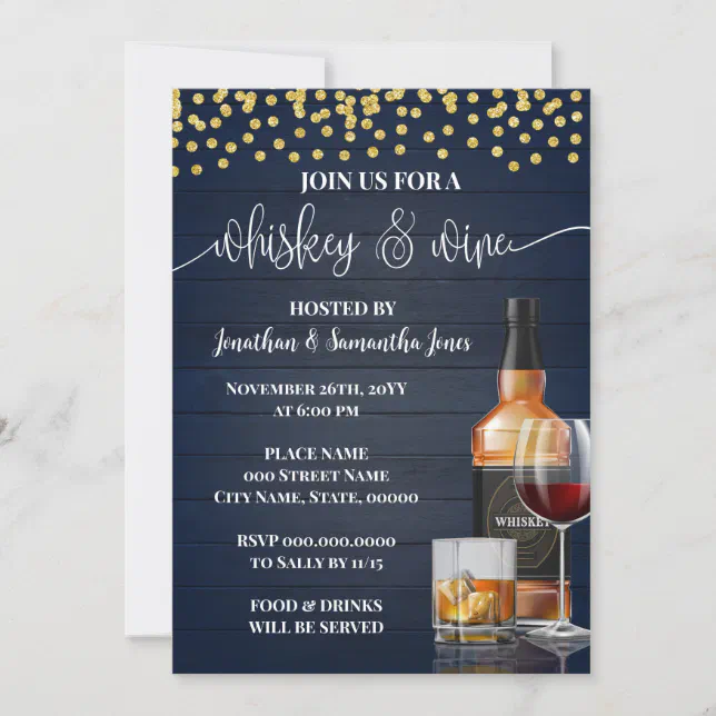 Whiskey & Wine Tasting Party Drinks Night Out Invitation | Zazzle