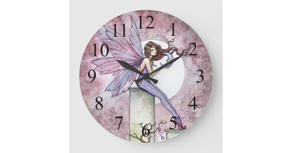 Whispering Moon Fairy Fantasy Art Clock | Zazzle