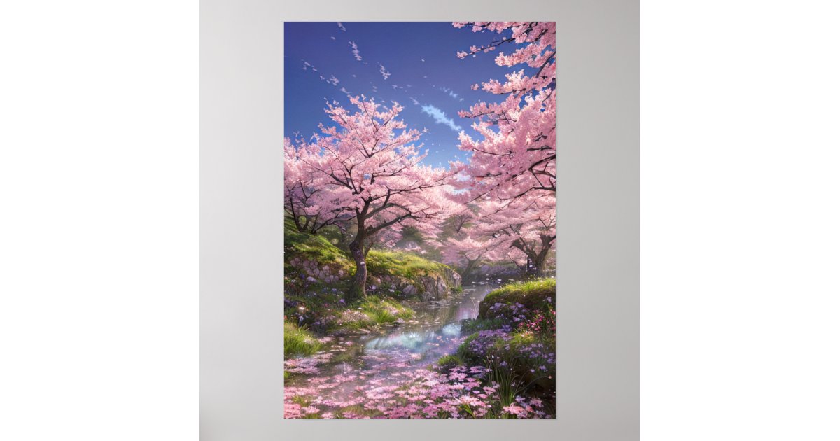 Whispers of Blossom and Stream Poster | Zazzle