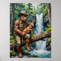 Whispers of the Wild:Bigfoot and the Trusting Fawn Poster | Zazzle