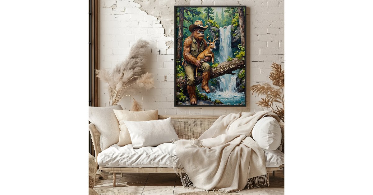 Whispers of the Wild:Bigfoot and the Trusting Fawn Poster | Zazzle