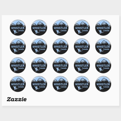 Whistler Canada blue snowboarder stickers | Zazzle