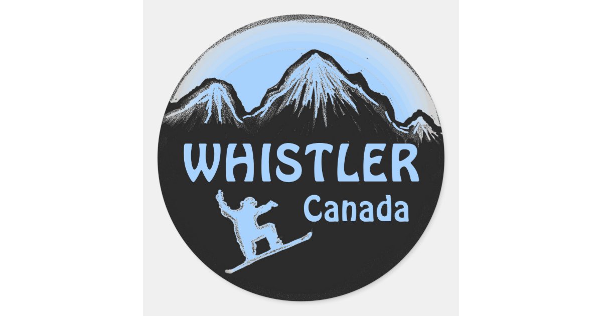 Whistler Canada blue snowboarder stickers | Zazzle
