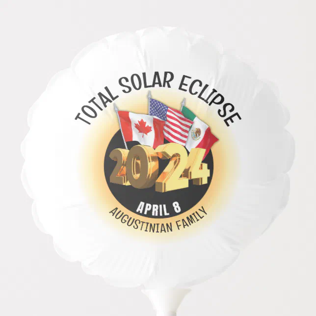 White 2024 TOTAL SOLAR ECLIPSE Flags Family Balloon | Zazzle