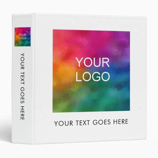 White 3 Ring Binder Logo Text Here Template | Zazzle