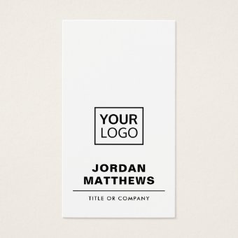 White add logo social media vertical business card | Zazzle
