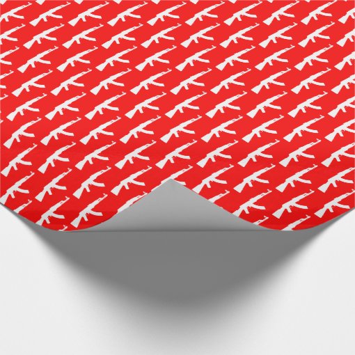 White AK-47 Weapon Assault Rifle Guns, Red Wrapping Paper | Zazzle