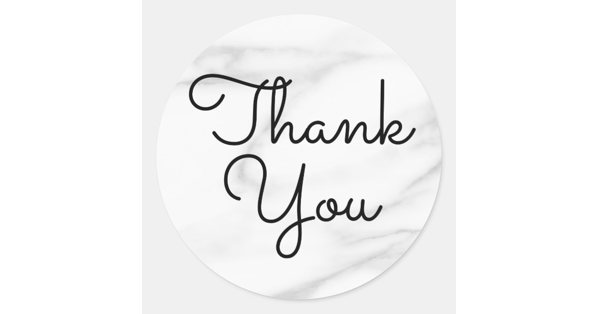 White Alabaster Thank You Classic Round Sticker | Zazzle