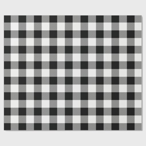White and Black Buffalo Check Plaid - Gift Wrap | Zazzle