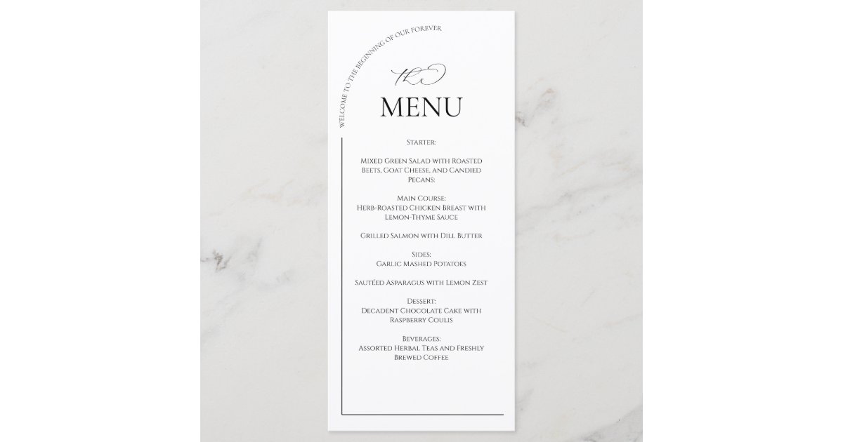 White and Black Classic Arch Wedding Welcome Sign Menu | Zazzle