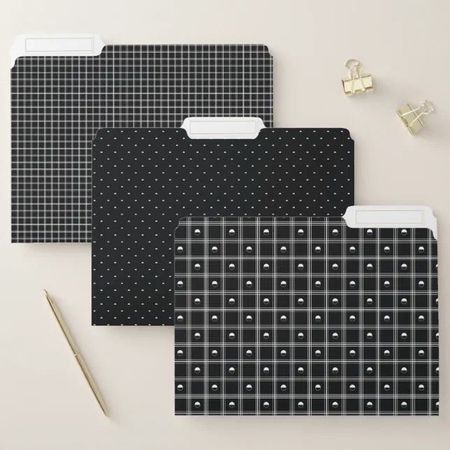 White and Black Half Circle Plaid Pattern File Folder | Zazzle