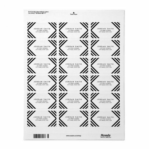 White and Black Lines Minimalist Geometric Address Label | Zazzle