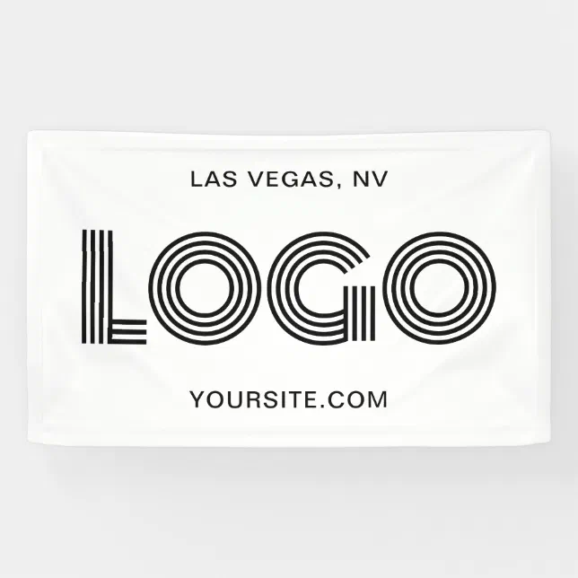 White and Black Modern Large Rectangular Logo Banner | Zazzle