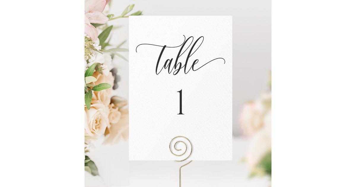 White and Black, Modern Minimalist Table Number | Zazzle