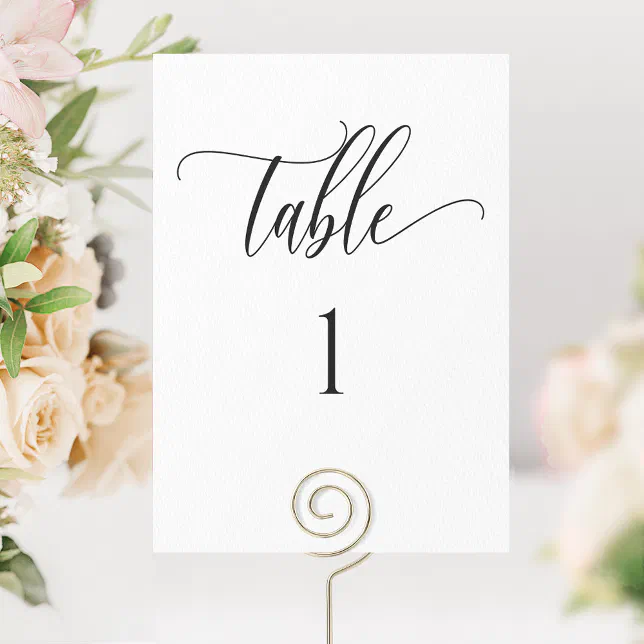 White and Black, Modern Minimalist Table Number | Zazzle