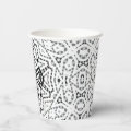 White and black openwork geometric pattern Elsa Paper Cups | Zazzle