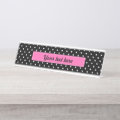 White and Black Polka Dot Pattern Desk Name Plate | Zazzle