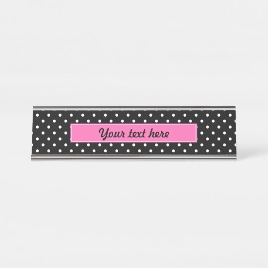 White and Black Polka Dot Pattern Desk Name Plate | Zazzle.com
