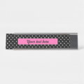 White and Black Polka Dot Pattern Desk Name Plate | Zazzle
