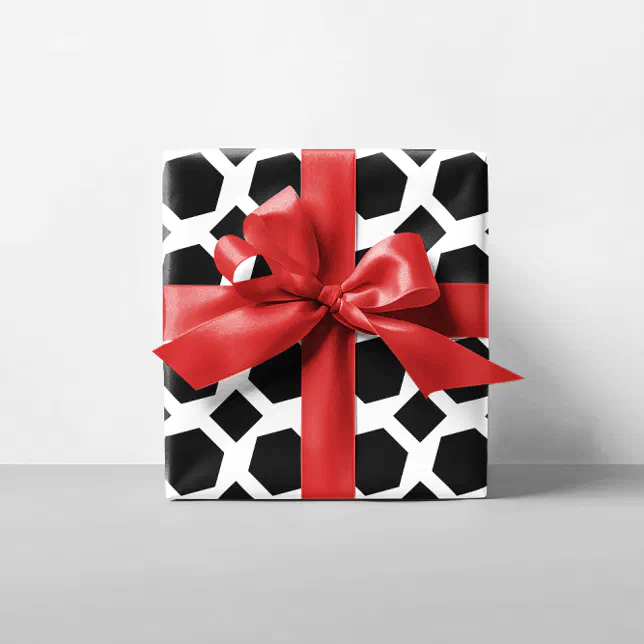 White and Black Polygons Wrapping Paper | Zazzle