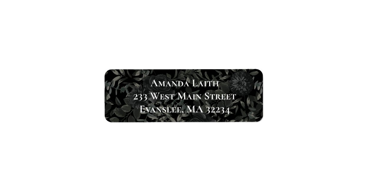 White and Black Rose Gothic Return Address Labels | Zazzle