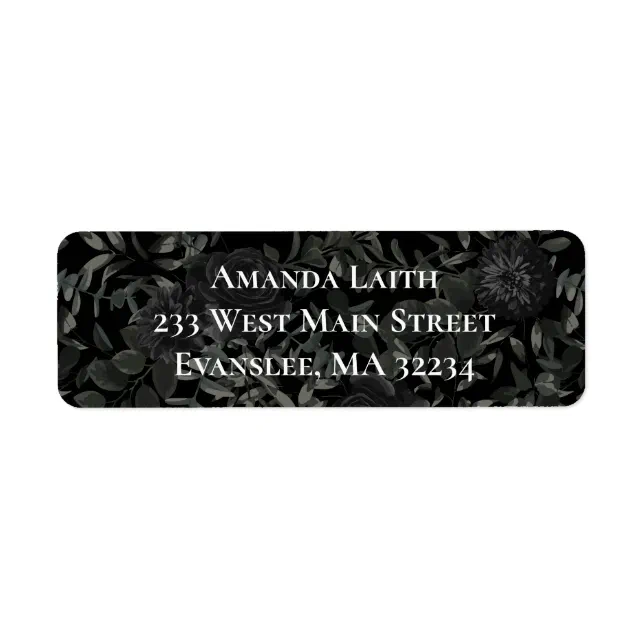 White and Black Rose Gothic Return Address Labels | Zazzle