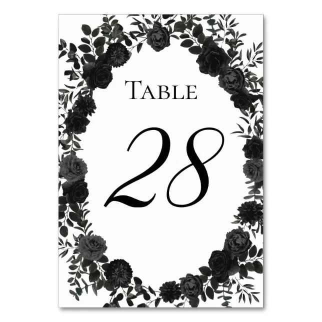 White and Black Rose Gothic Wedding Table Numbers | Zazzle