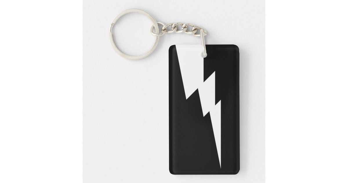 White and Black Thunder Lightning Keychain | Zazzle