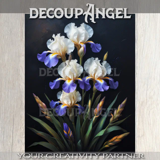 White and Blue Iris Decoupage Tissue Paper | Zazzle