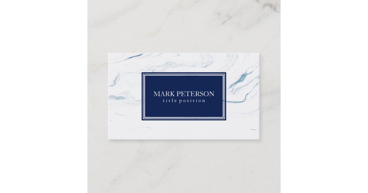 White And Blue Marble Stone Business Card | Zazzle